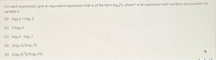 Solved For each expression, give an equivalent expression | Chegg.com