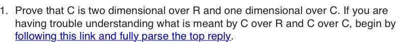 Solved Prove that C is two dimensional over R and one | Chegg.com