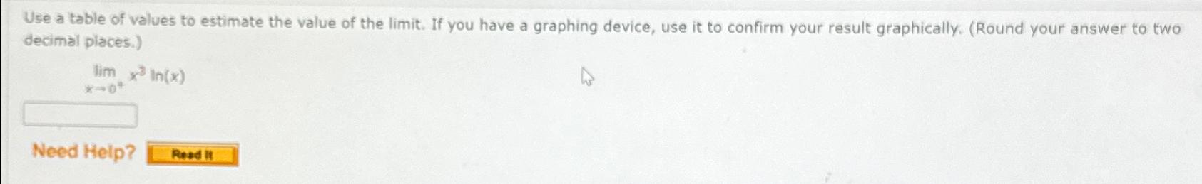 Solved Use a table of values to estimate the value of the | Chegg.com