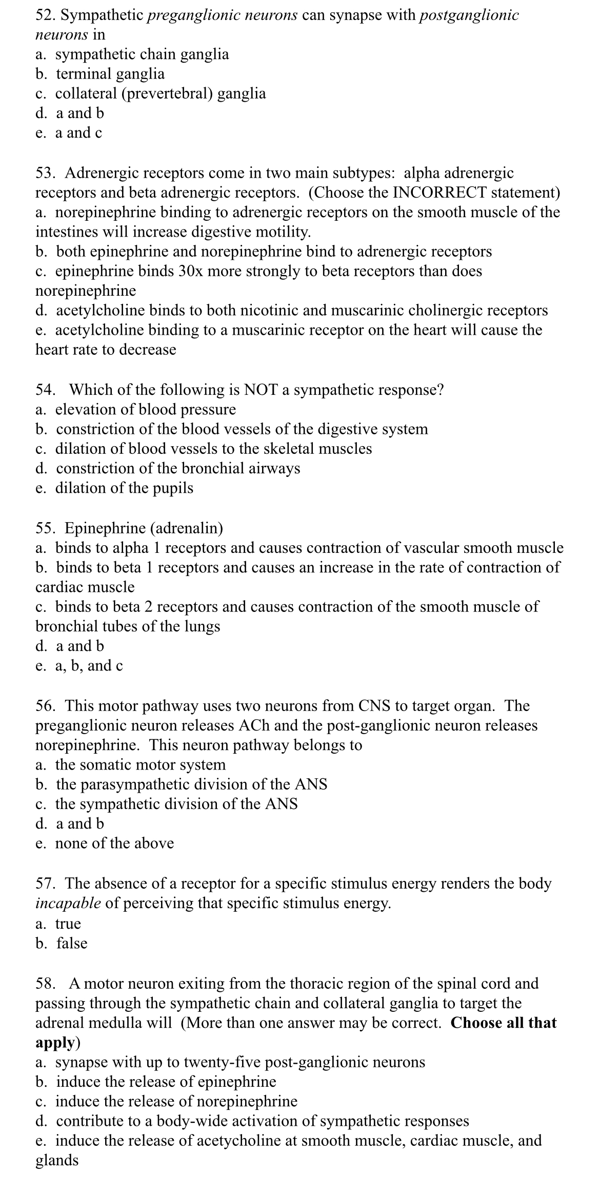 Solved Sympathetic preganglionic neurons can synapse with | Chegg.com