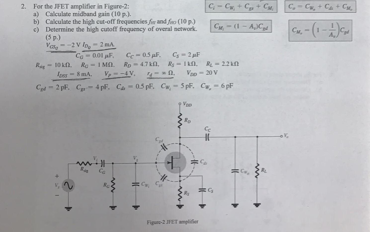 Solved For the JFET amplifier in | Chegg.com