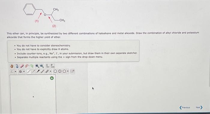 Solved CHE -CH (2) This ether can, In principle, be | Chegg.com