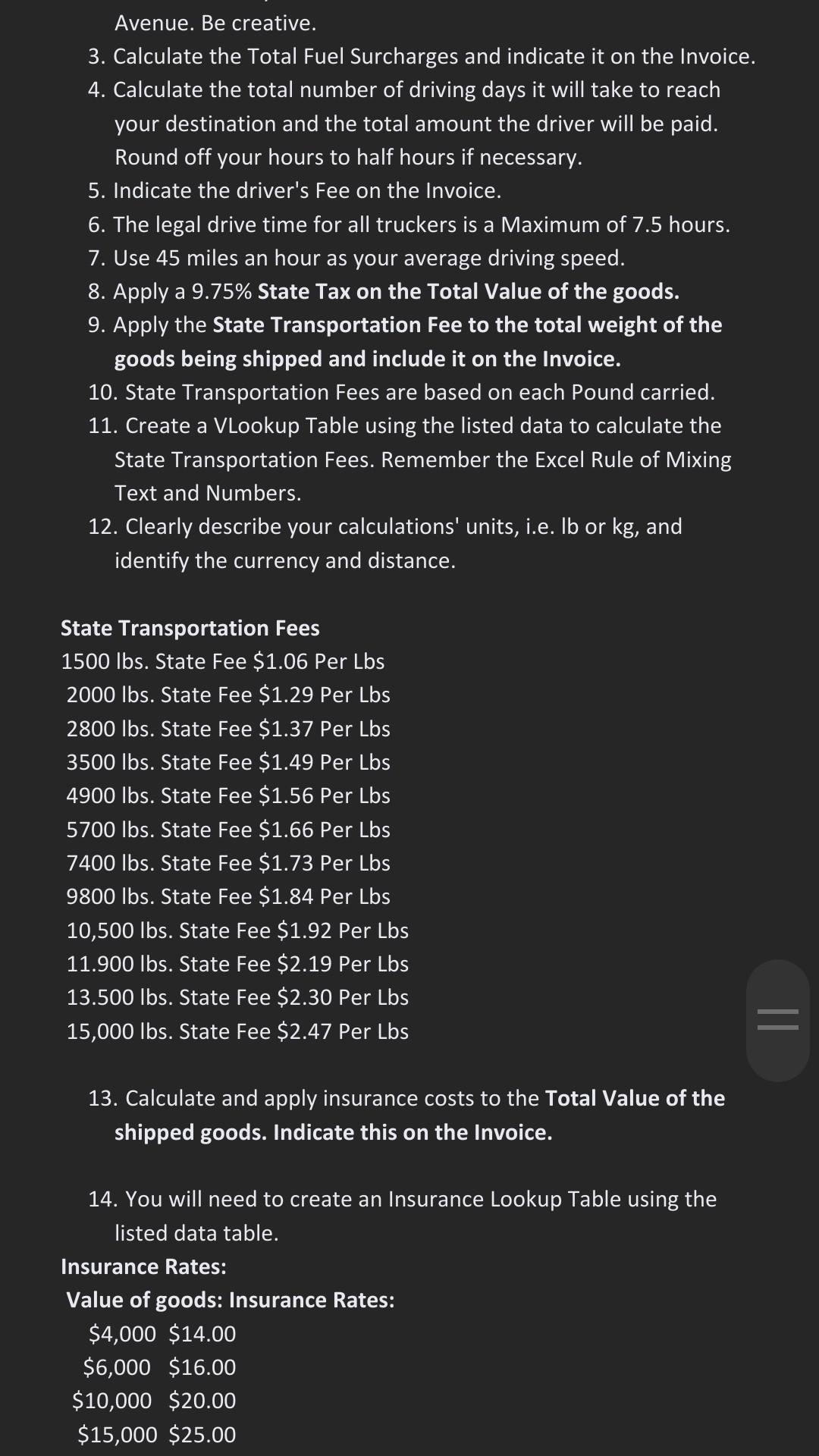 Solved 3. Calculate the Total Fuel Surcharges and indicate | Chegg.com