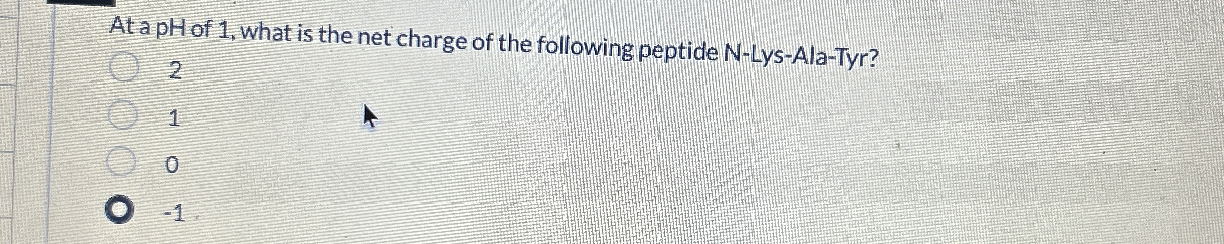 Solved At a pH of 1, ﻿what is the net charge of the | Chegg.com
