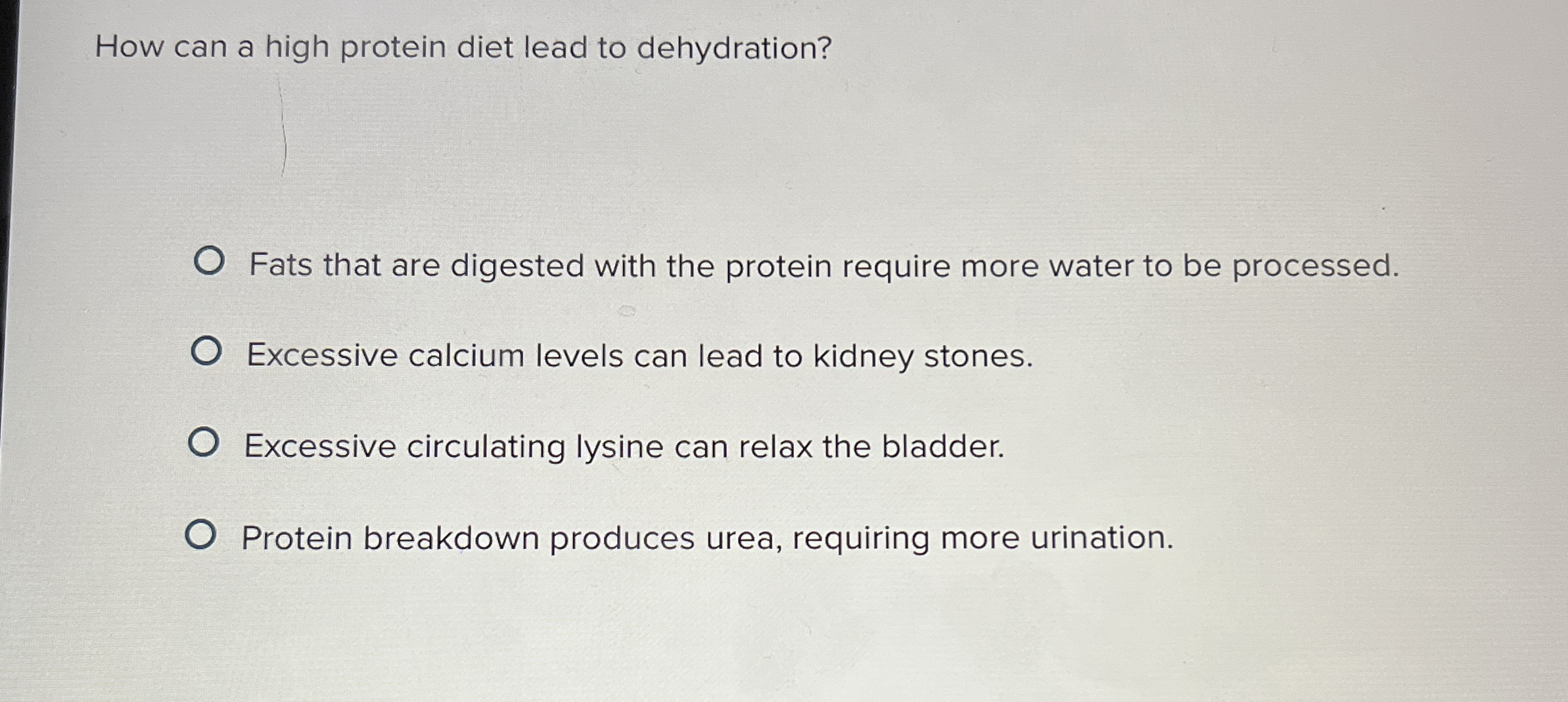 Solved How can a high protein diet lead to dehydration?Fats | Chegg.com