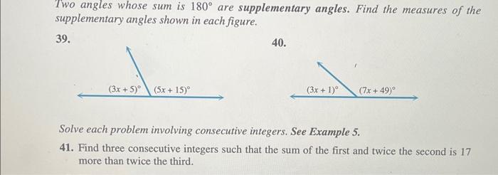 Solved Two angles whose sum is 180∘ are supplementary | Chegg.com
