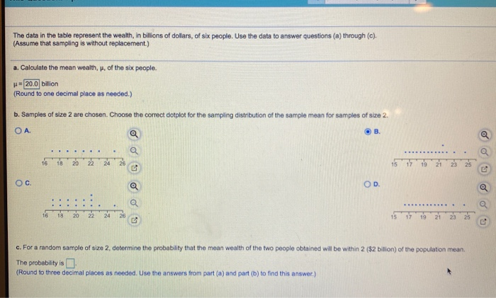 Solved The data in the table represent the wealth, in | Chegg.com