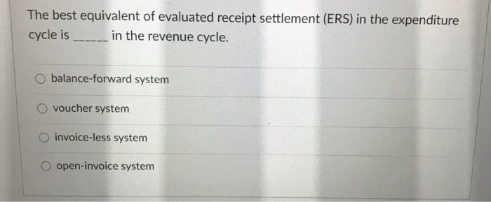 Solved The best equivalent of evaluated receipt settlement | Chegg.com