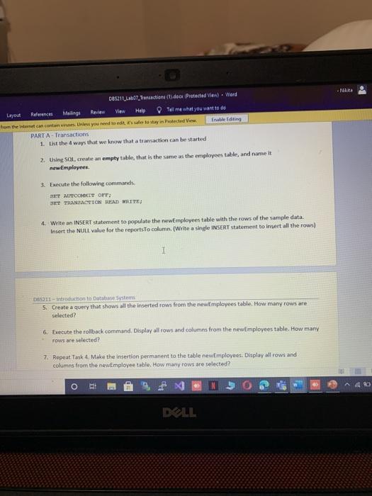 Solved DBS311.66:7. Transition (1).docx Protected View Word | Chegg.com