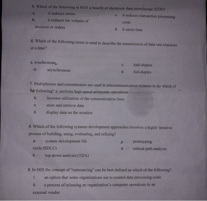 Solved a. 5. Which of the following is NOT a benefit of | Chegg.com