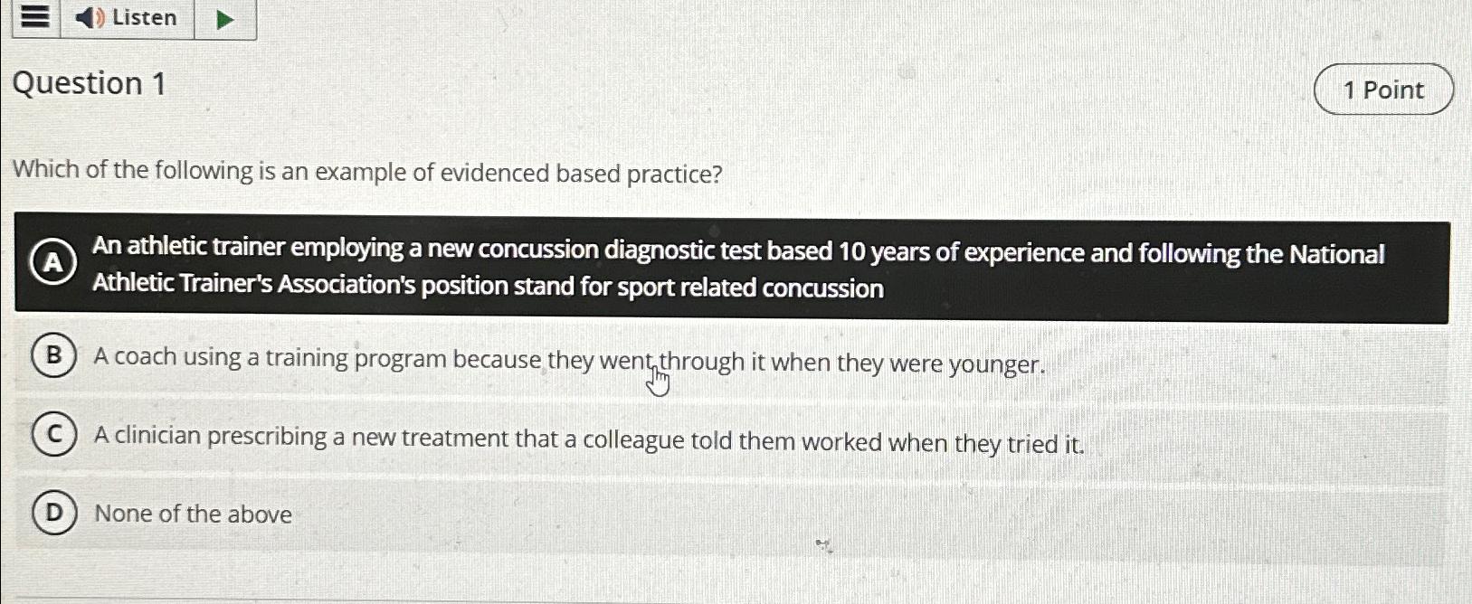 Solved ListenQuestion 11 ﻿PointWhich of the following is an | Chegg.com