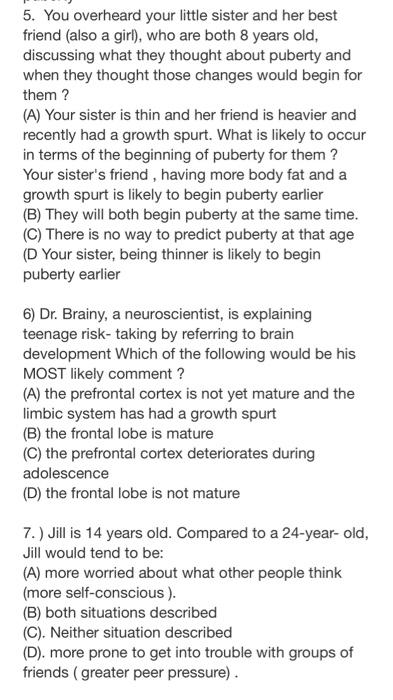 Solved 5. You overheard your little sister and her best | Chegg.com