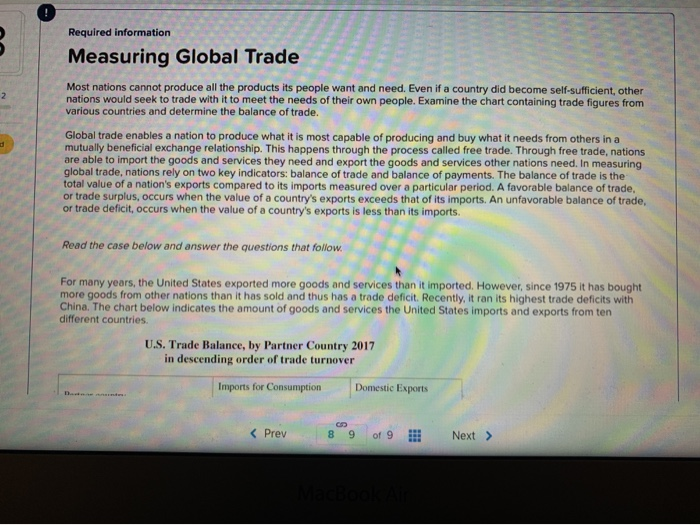 Required information Measuring Global Trade Most | Chegg.com