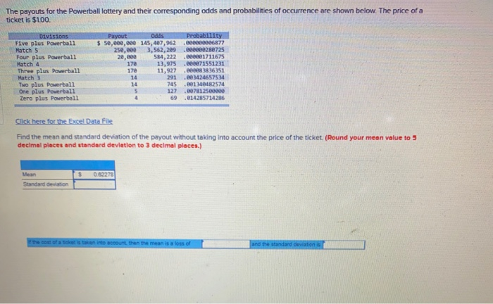 Solved The payouts for the Powerball lottery and their | Chegg.com