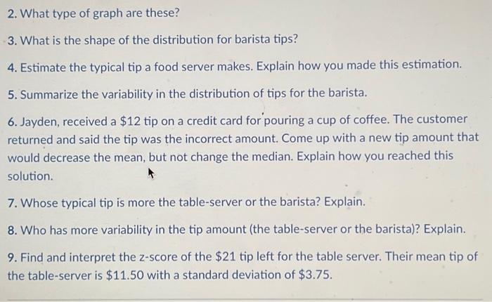 Solved Distribution of Tip Amounts Food Server2. What type | Chegg.com
