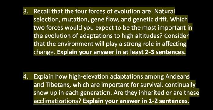 Solved 3. Recall that the four forces of evolution are: | Chegg.com