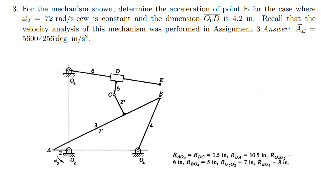 Solved For the mechanism shown, determine the acceleration | Chegg.com