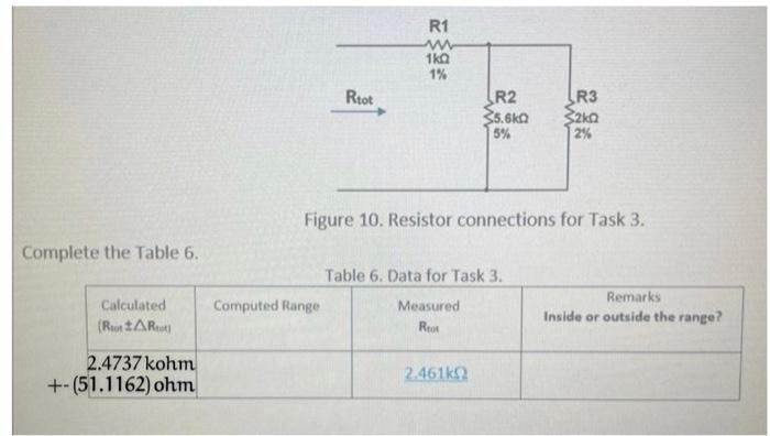 Solved Figure 10. Resistor connections for Task 3. Complete | Chegg.com