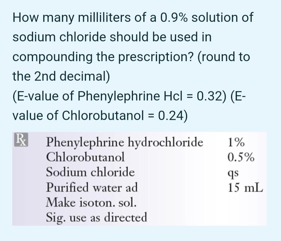 Solved How many grams of sodium chloride should be used in | Chegg.com