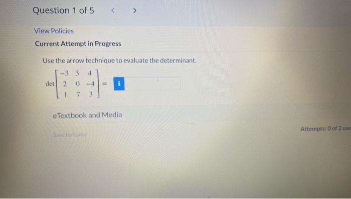 Solved Use the arrow technique to evaluate the determinant. | Chegg.com