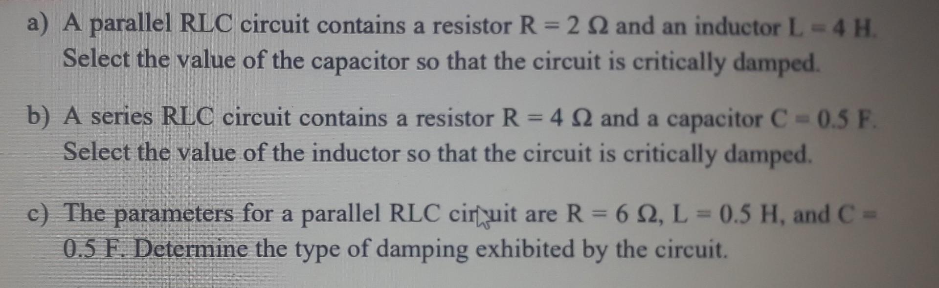 Solved A parallel RLC circuit contains a resistor R = 2 12 | Chegg.com
