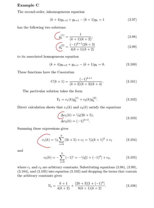 Solved Example C The second-order, inhomogeneous equation (k | Chegg.com