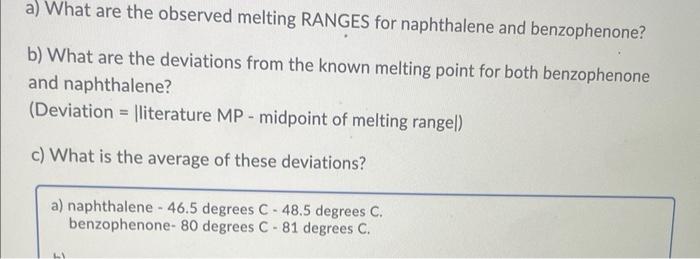 a) What are the observed melting RANGES for | Chegg.com
