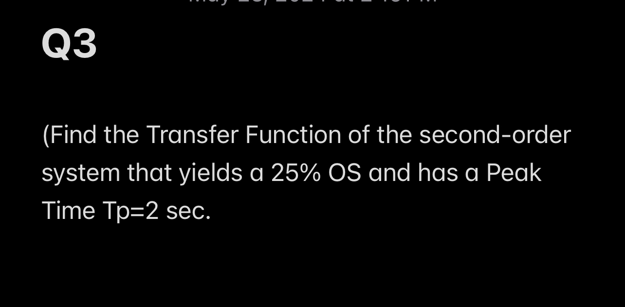 Solved Q3(Find the Transfer Function of the second-order | Chegg.com