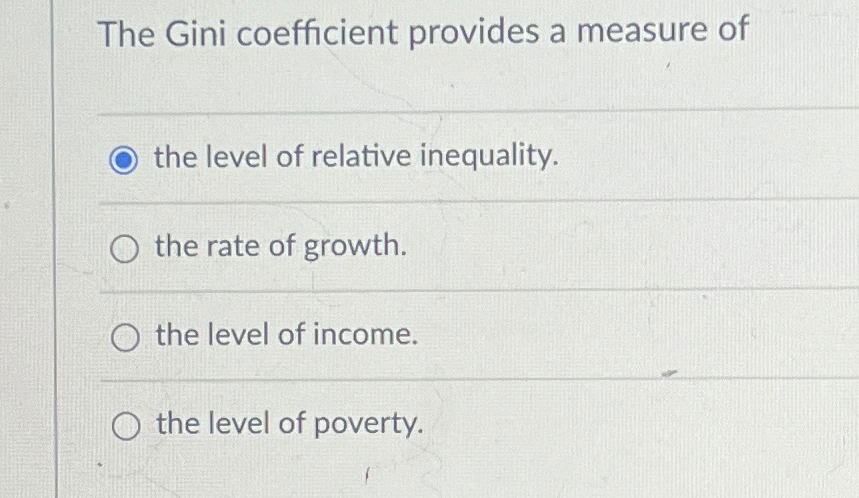 Solved The Gini Coefficient Provides A Measure Ofq The Level