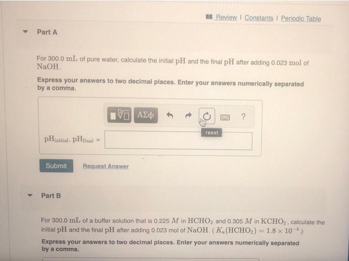 Solved Review | Constants Periodic Table Part A For 300.0 mL | Chegg.com
