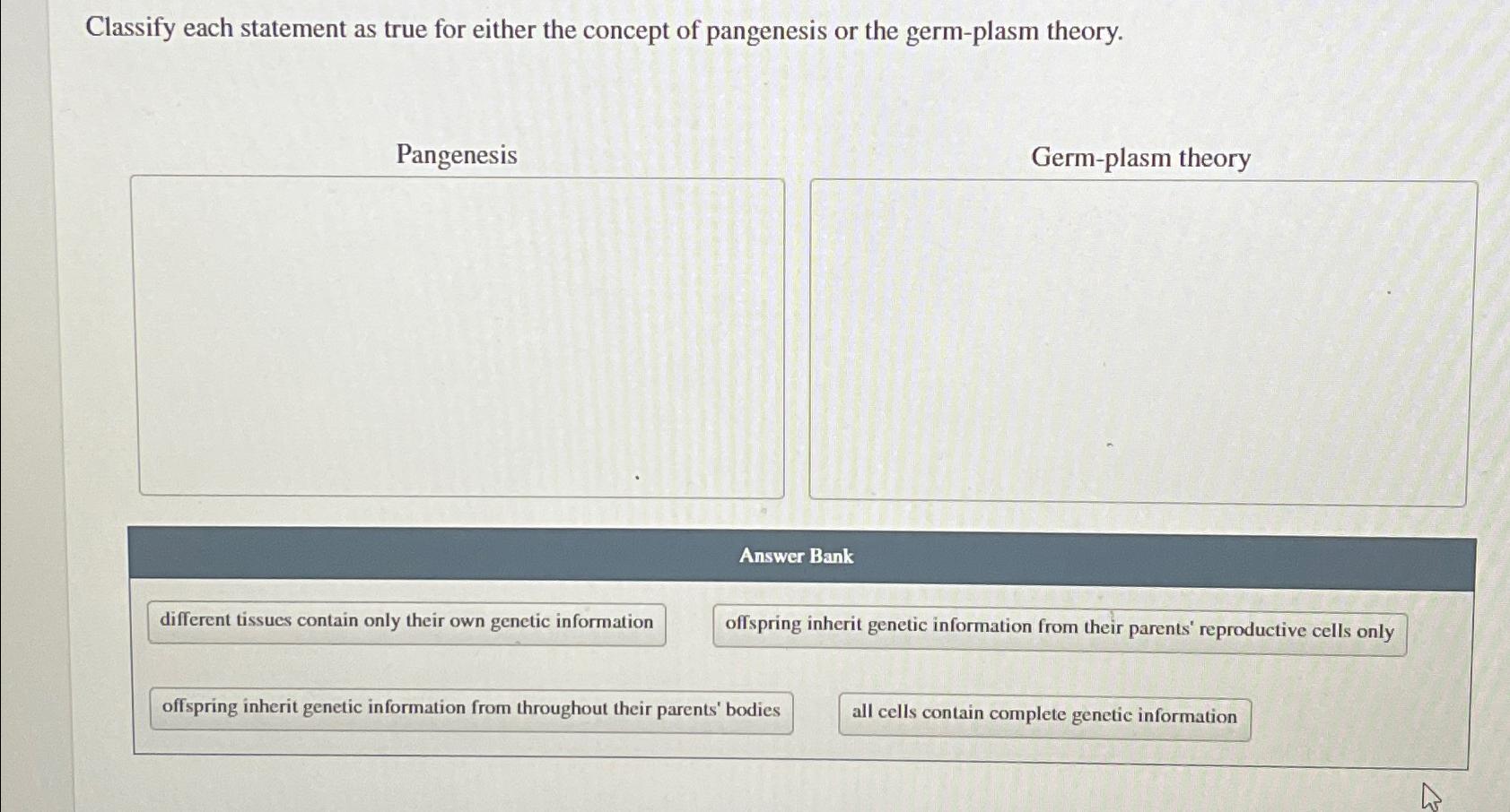 Solved Classify each statement as true for either the | Chegg.com
