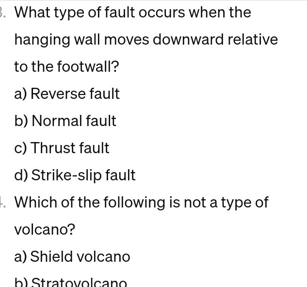 Solved earth science: What type of fault occurs when the | Chegg.com