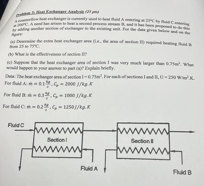 Solved problem 3: Heat Exchanger Analysis (25 pts) A | Chegg.com