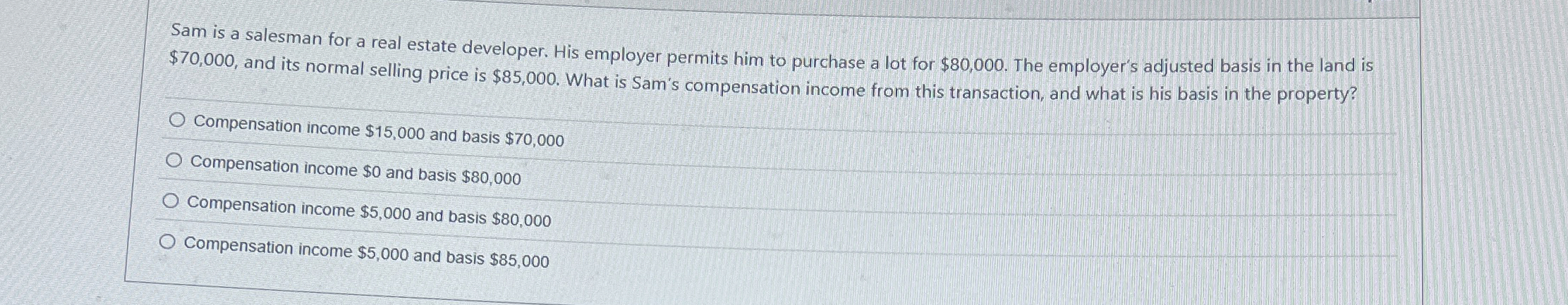 Solved Sam is a salesman for a real estate developer. His | Chegg.com