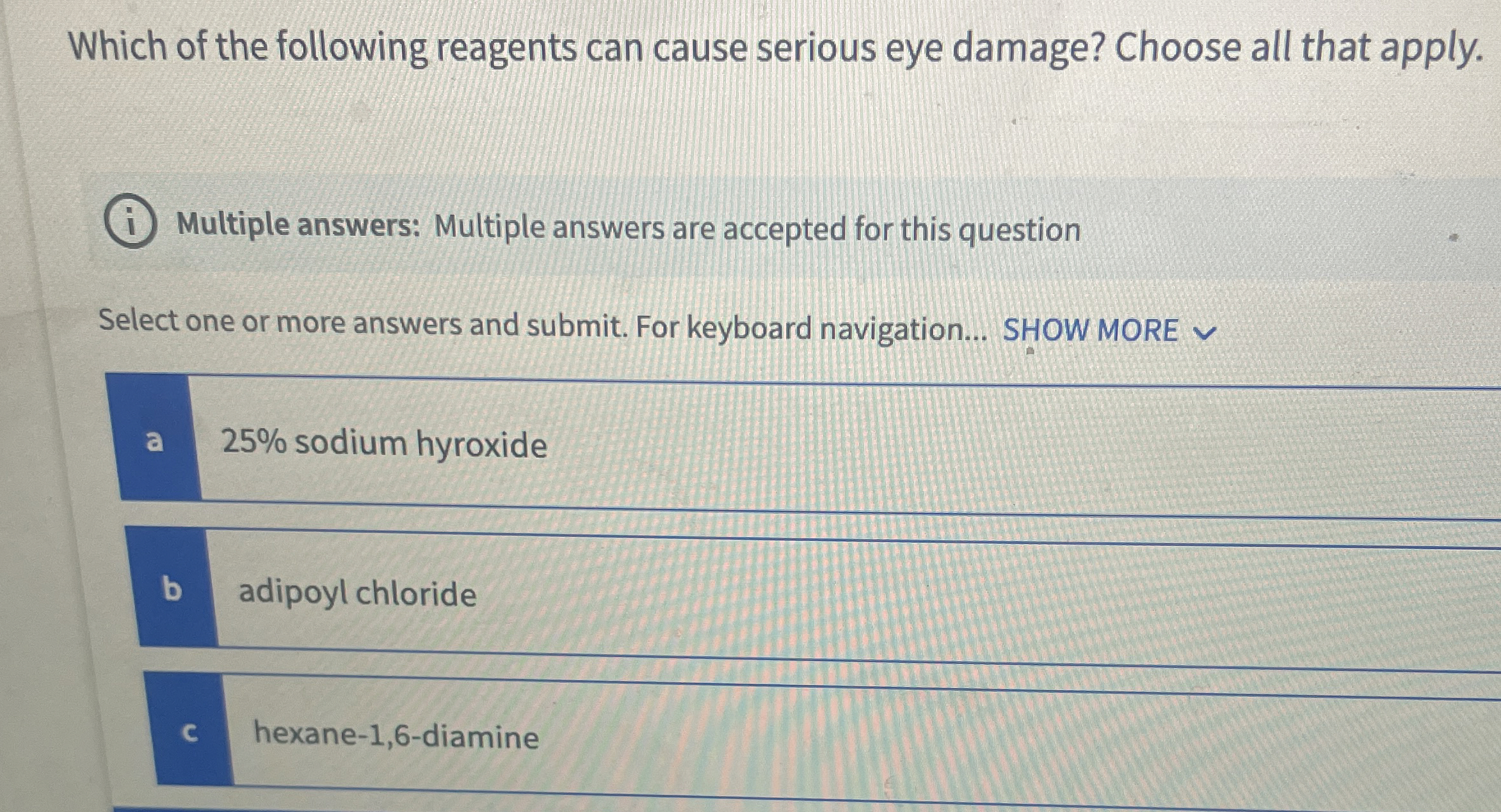 Solved Which of the following reagents can cause serious eye | Chegg.com