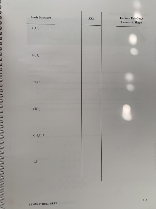 Solved Lewis Structure AXE Electron Pair Geo. Geometric | Chegg.com