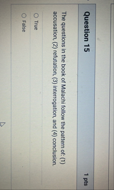 Solved Question 151 ﻿ptsThe questions in the book of Malachi | Chegg.com