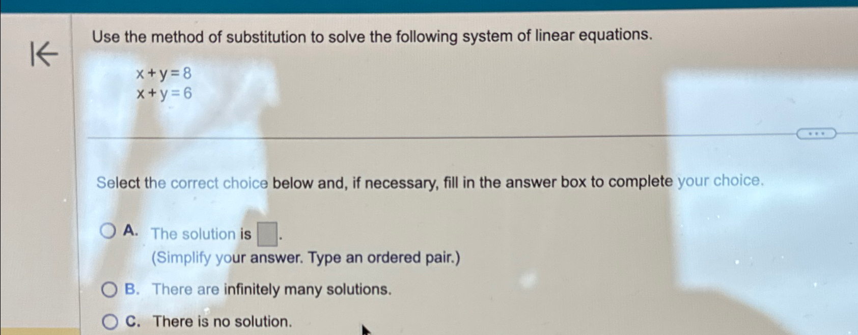 Solved Use the method of substitution to solve the following | Chegg.com