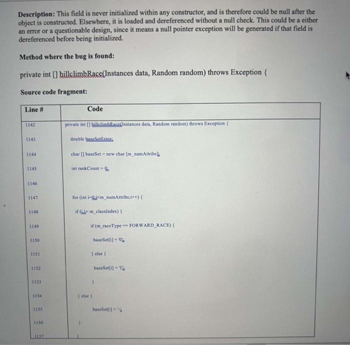 Solved Description: This field is never initialized within | Chegg.com