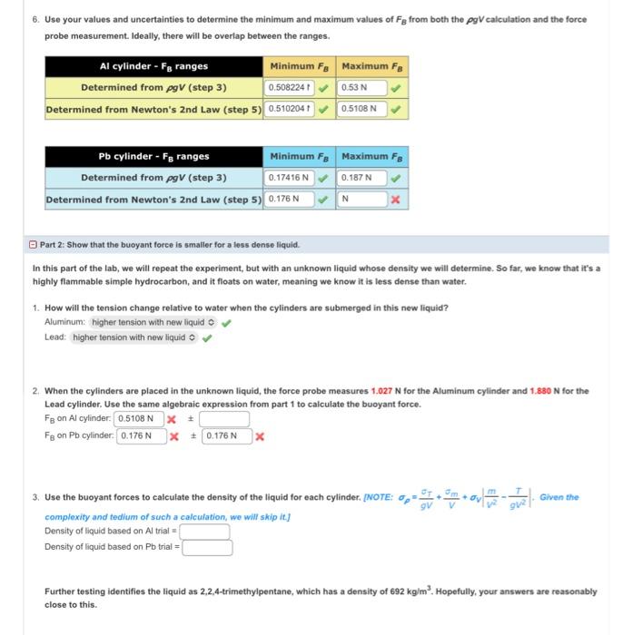 Solved 6. Use your values and uncertainties to determine the | Chegg.com