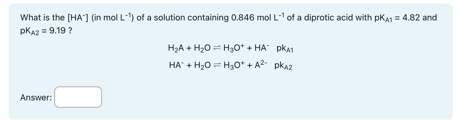 Solved What is the HA-(in molL-1 ) ﻿of a solution containing | Chegg.com