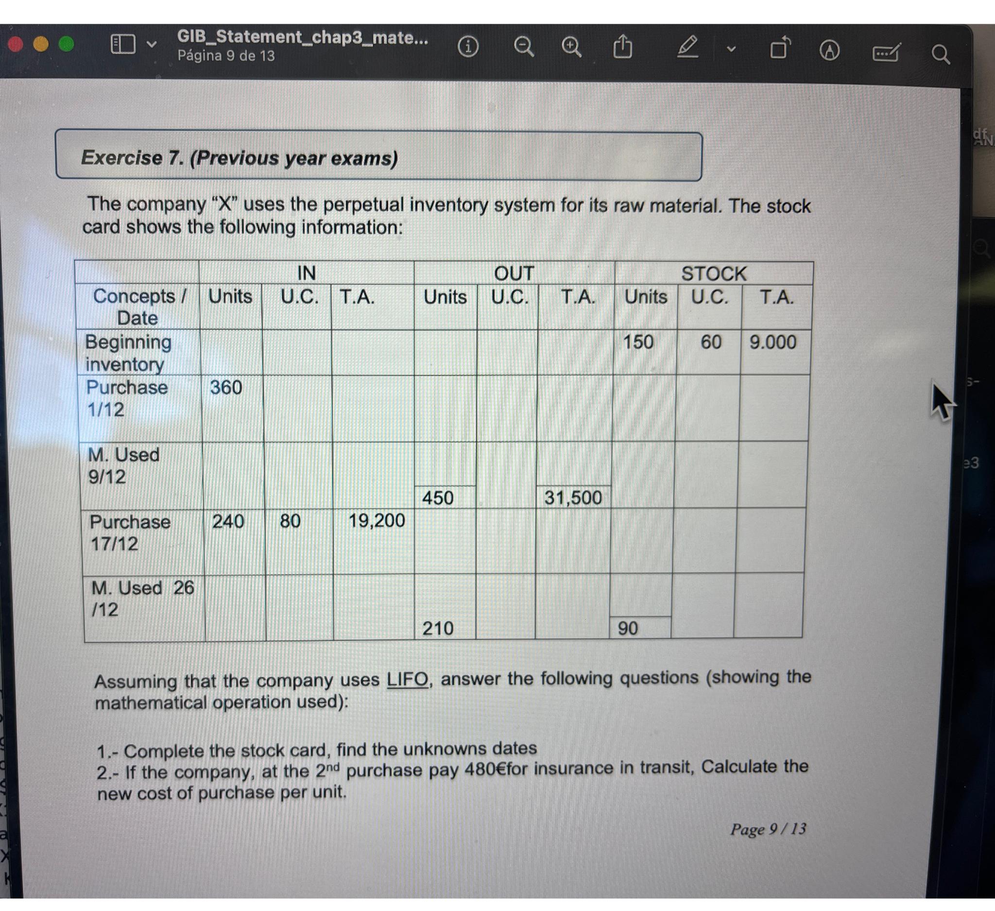 Solved GIB_Statement_chap3_mate...Página 9 ﻿de 13Exercise | Chegg.com