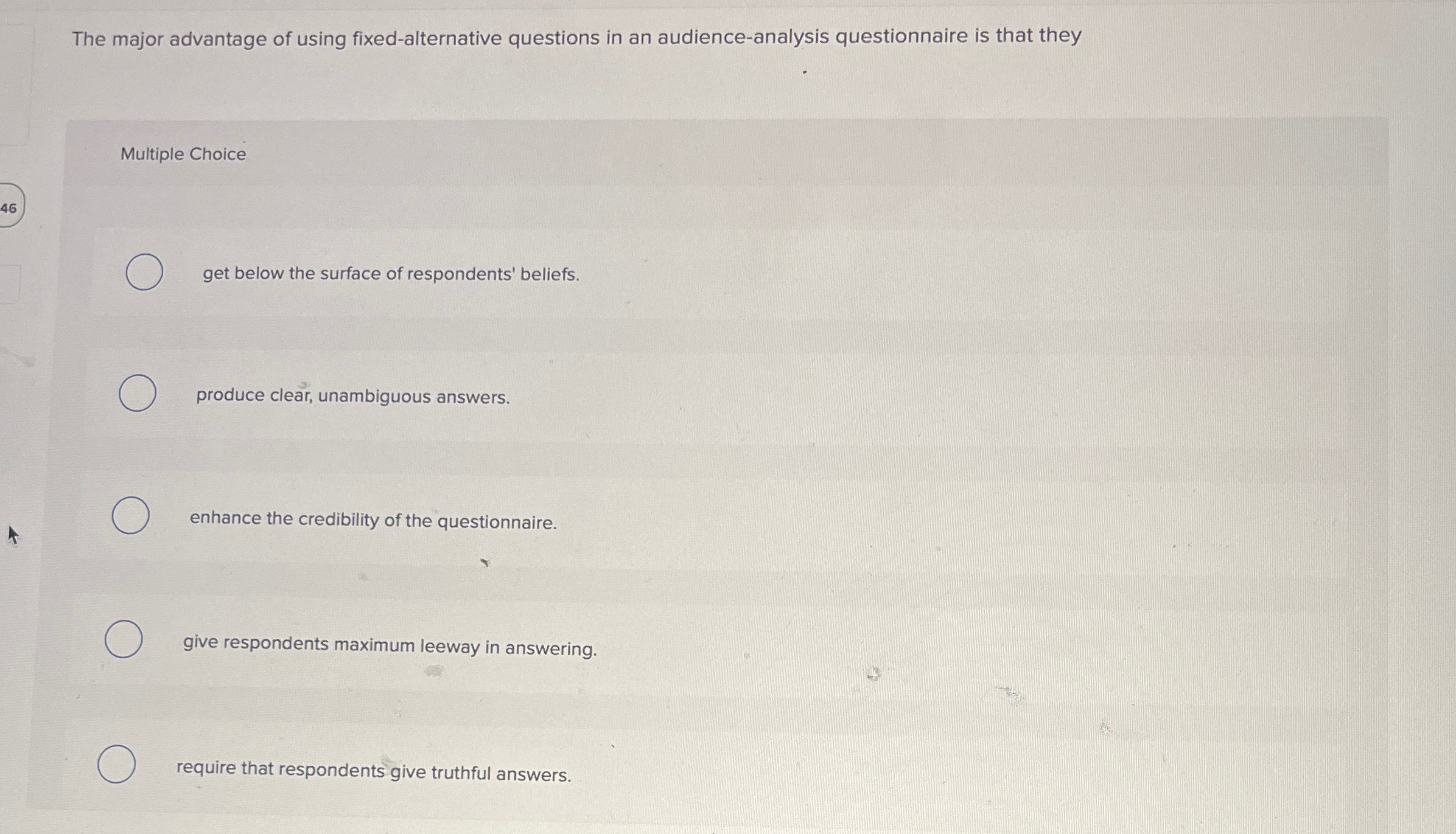 Solved The major advantage of using fixed-alternative | Chegg.com