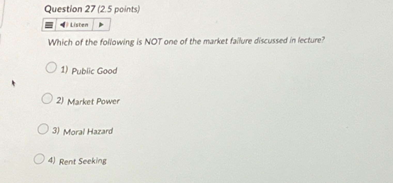 Solved Question 27 (2.5 points)ListenWhich of the following | Chegg.com Solved Question 27 (2.5 points)ListenWhich of the following | Chegg.com