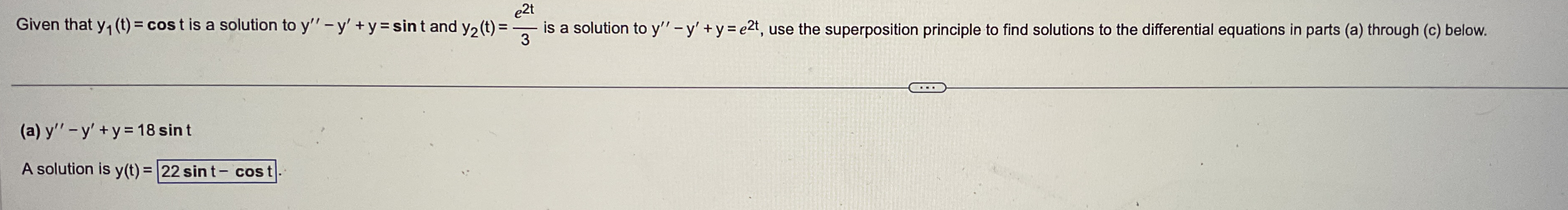 Solved Given that y1(t)=cost ﻿is a solution to y''-y' y=sint | Chegg.com