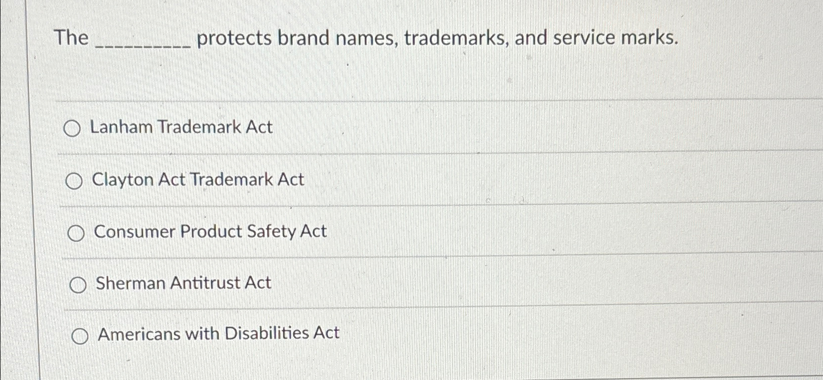 Solved The protects brand names, trademarks, and service | Chegg.com