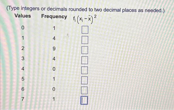 Solved (Type integers or decimals rounded to two decimal | Chegg.com