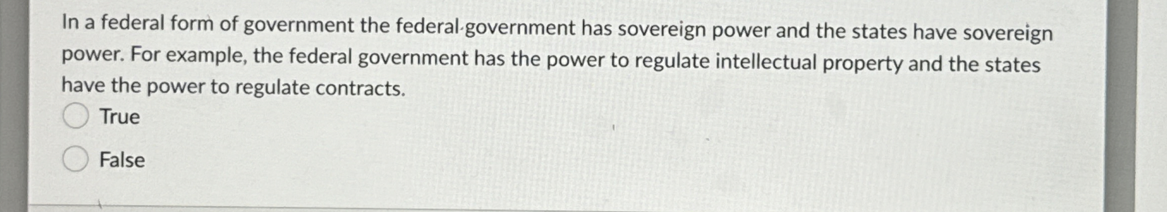 Solved In a federal form of government the federal | Chegg.com