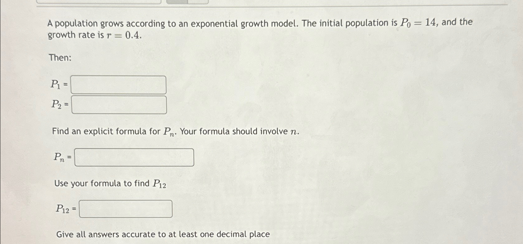 Solved A population grows according to an exponential growth | Chegg.com