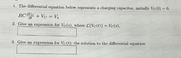 Solved The differential equation below represents a charging | Chegg.com